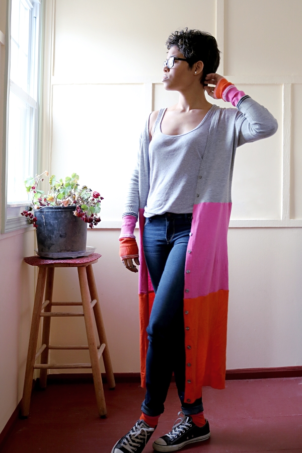 DIY Colorblock Maxi Cardigan Sweater - Paper Michey